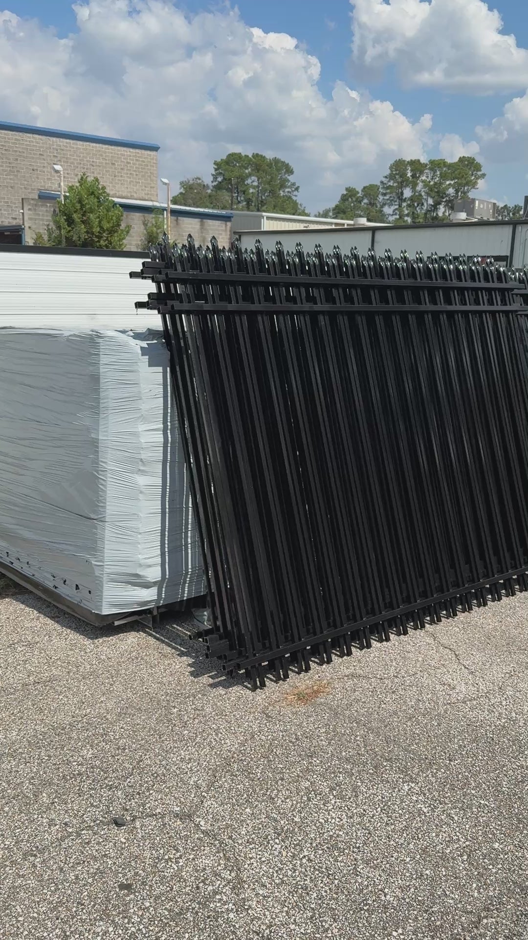 Metal Fence Pressed Point Powder Coated 6 ft. x 8 ft. Pickets 3/4 Thre ...